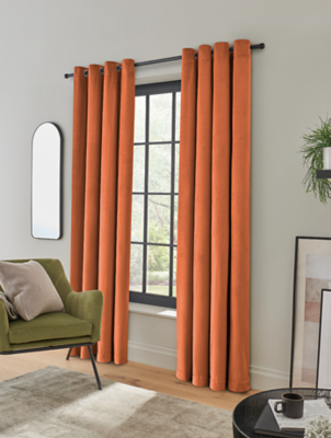 Orange Matte Velvet Lined Eyelet Curtains | Home | George at ASDA