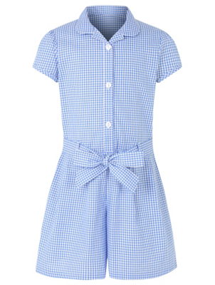 Girls Light Blue Gingham School Playsuit | School | George