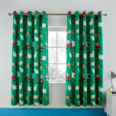 Catherine Lansfield Farmyard Animals Green Curtains | Home | George at ASDA