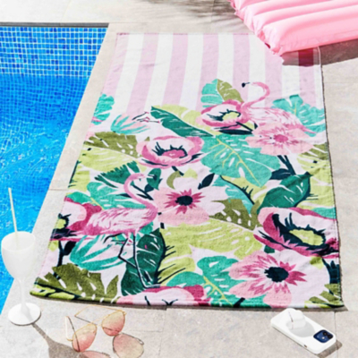 Sassy B Tropical Stripe Cotton Pink Beach Towel | Home | George at ASDA