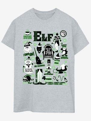 NW2 Elf Infographic Poster Adults Grey Printed T-Shirt | Men | George ...