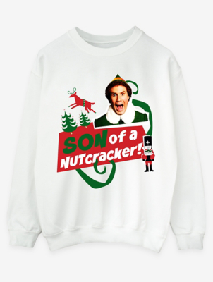 NW2 Elf Nutcracker Slogan Unisex White Printed Sweatshirt | Men ...