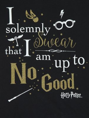 Harry Potter Glitter Slogan T-Shirt with Necklace | Kids | George