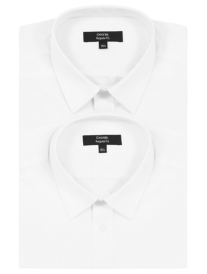 White Regular Fit Long Sleeve Shirts 2 Pack | Men | George at ASDA