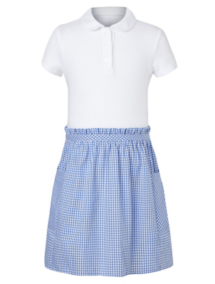 Girls Light Blue Gingham Polo Shirt School Dress | School | George at ASDA