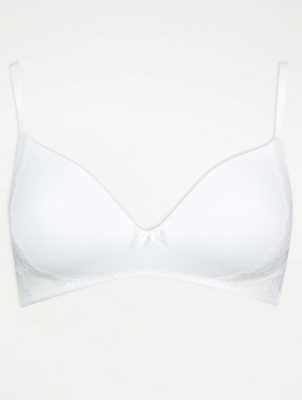 White Lace Trim Non Wired Bra | Women | George at ASDA