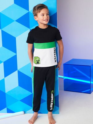 Minecraft Black Panelled Pyjamas | Kids | George at ASDA