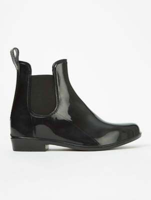 Black Glossy Chelsea Wellies | Women | George at ASDA