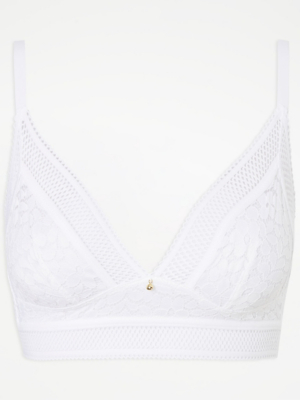 White Daisy Lace Non Wired Bralette | Lingerie | George at ASDA