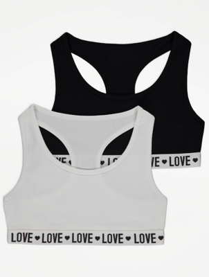 Love Slogan Crop Tops 2 Pack | Kids | George at ASDA
