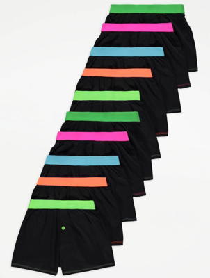 Neon Trim Trunk Boxers 10 Pack | Kids | George at ASDA