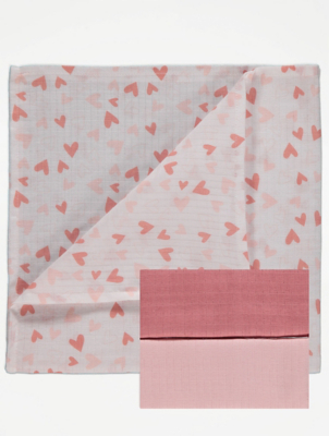 Pink Muslin Squares 3 Pack | Baby | George at ASDA