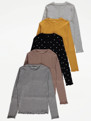 Lettuce Hem Tops 5 Pack | Kids | George at ASDA