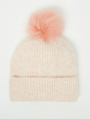 Pale Pink Knit Bobble Hat | Women | George at ASDA