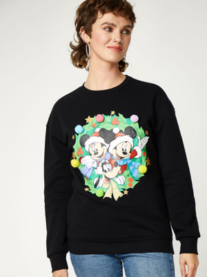 Disney Mickey Mouse Black Light Up Christmas Jumper | Women | George at ...