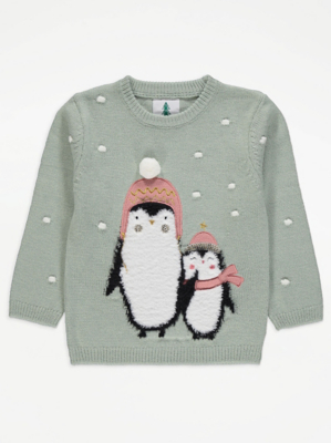 Green Snowy Penguin Christmas Jumper | Kids | George at ASDA