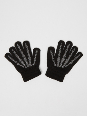 Halloween Black Skeleton Gloves | Kids | George at ASDA