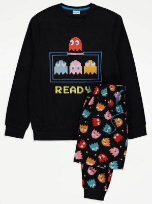 Pac-Man Black Fleece Pyjamas | Men | George at ASDA