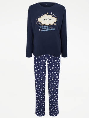 Navy Star Print Long Sleeve Pyjamas Gift Set | Sale & Offers | George ...