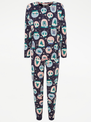 Navy Snow Globe Print Christmas Pyjamas | Women | George at ASDA