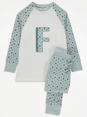 Unisex Blue Alphabet Letter F Long Sleeve Pyjamas | Kids | George at ASDA