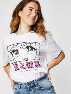 White Anime Print Jersey T-Shirt | Women | George at ASDA