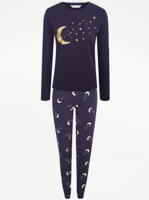 Navy Moon Print Pyjama Set Gift Box | Women | George at ASDA
