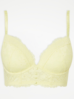 Entice Yellow Lace Longline Plunge Bra | Lingerie | George at ASDA