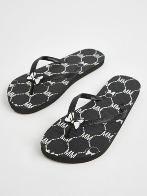 Disney Minnie Mouse Black Flip Flops | Women | George at ASDA