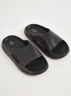 Black Moulded Sliders | Men | George at ASDA