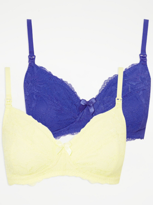 Yellow Lace Non Wired Nursing Bras 2 Pack | Women | George at ASDA