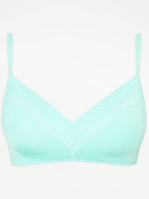 Aqua Lace Trim Non Wired Padded T-Shirt Bra | Lingerie | George at ASDA