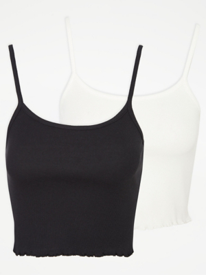 Ribbed Crop Pyjama Vest Tops 2 Pack | Women | George at ASDA