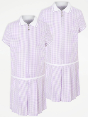 Girls Purple Gingham Sporty School Dress 2 Pack | Sale & Offers ...