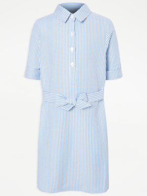 Girls Light Blue Gingham School Shirt Dress | School | George at ASDA