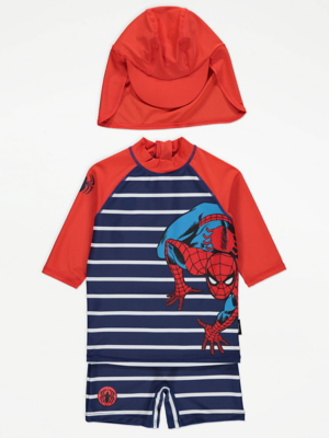 Marvel Spider-Man Character Print Swimsuit and Keppi Hat | Kids ...