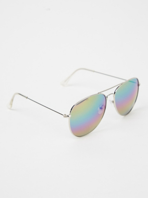 Rainbow Tinted Frame Silver Sunglasses | Women | George at ASDA