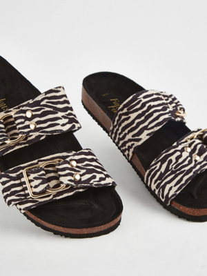 Zebra Print Double Buckle Sandals | Women | George at ASDA