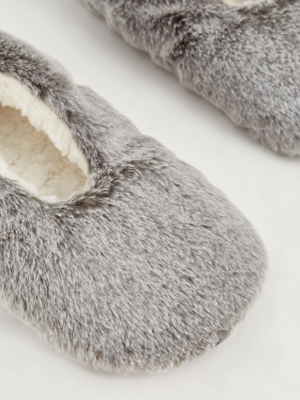 Grey Faux Fur Slipper Socks | Women | George at ASDA