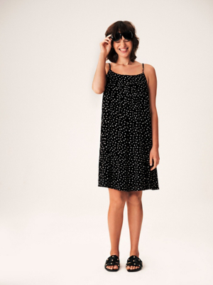 Black Polka Dot Print Tiered Sundress | Women | George at ASDA