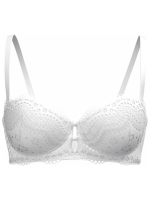 Entice White Broderie Padded Balcony Bra | Lingerie | George at ASDA