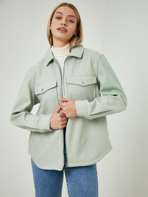 Green Zip Up Shacket | Women | George at ASDA