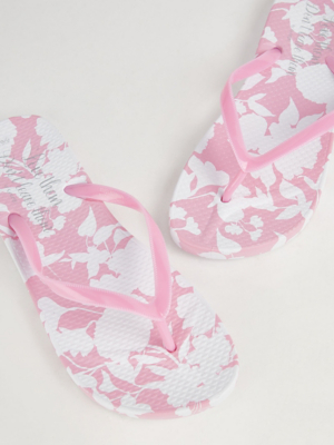 Pink Leaf Print Flip Flops | Women | George at ASDA