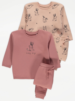 Pink Bunny Print Sweatshirt and Joggers 2 Pack | Kids | George at ASDA