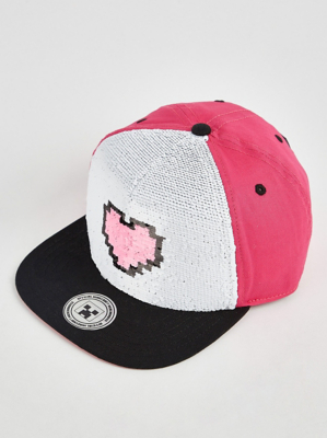 Pink Minecraft Heart Print Sequin Cap | Kids | George at ASDA