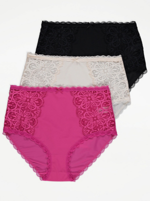 Lace Embroidery Full Briefs 3 Pack | Women | George at ASDA