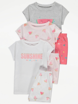 Watermelon Print Short Pyjamas 3 Pack | Kids | George at ASDA