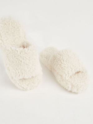 Cream Borg Sliders | Women | George at ASDA