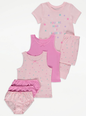 Pink Star Print Vest Pyjamas 2 Pack | Kids | George at ASDA