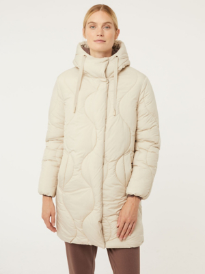Cream Quilted Longline Coat | Women | George at ASDA